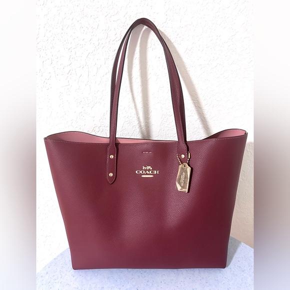 Coach | Bags | Coach 72673 Town Tote Red Wine Leather Large Shoulder ...
